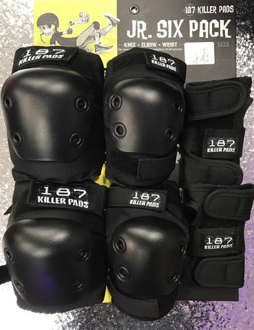 187 Pads Junior Six Pack Black - Industry's Best Skating Gear for Kids
