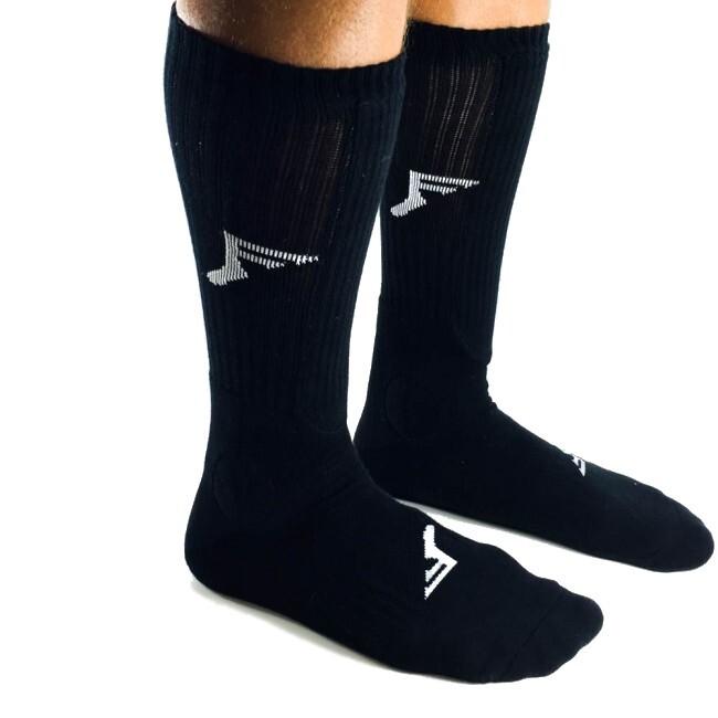 Footprint Painkiller Knee Hi Black Socks | Protection & Comfort