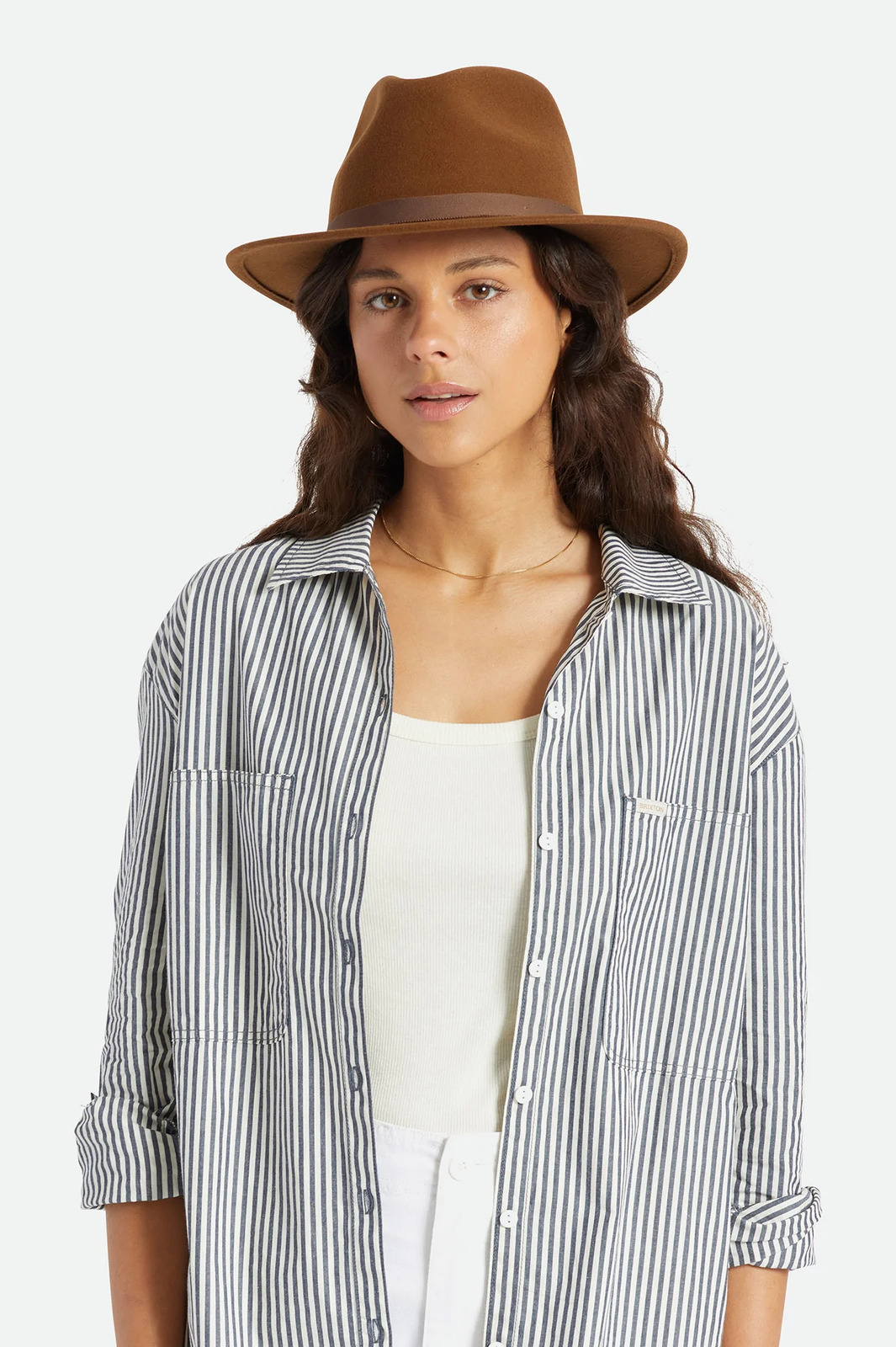 Brixton Hat Messer Fedora Packable Adjustable Coffee