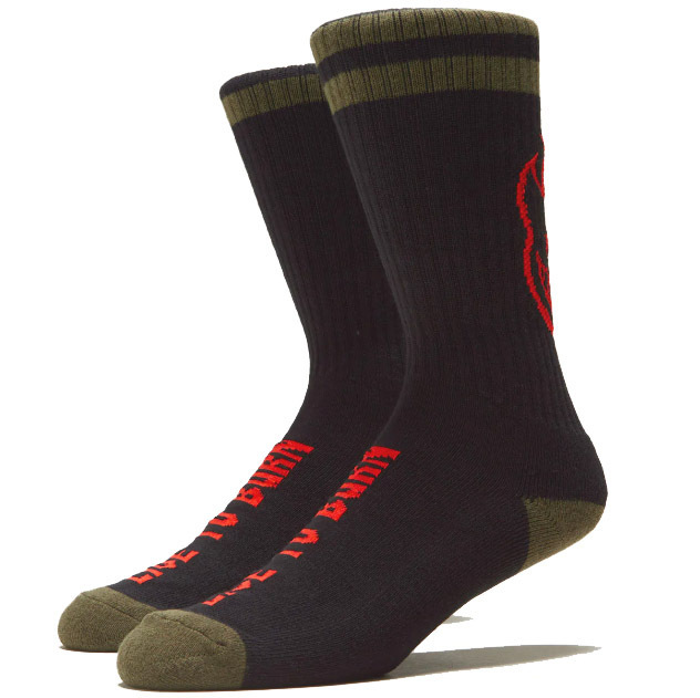 Spitfire Socks Heads Up Black/Olive/Red