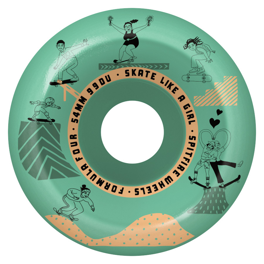 Spitfire Wheels F4 99D Conical Full Skate Like a Girl Blue 54mm