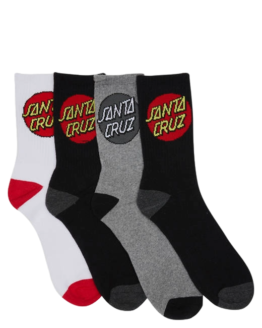 Santa Cruz Socks Classic Dot 4pk Black/White/Grey US 7-11