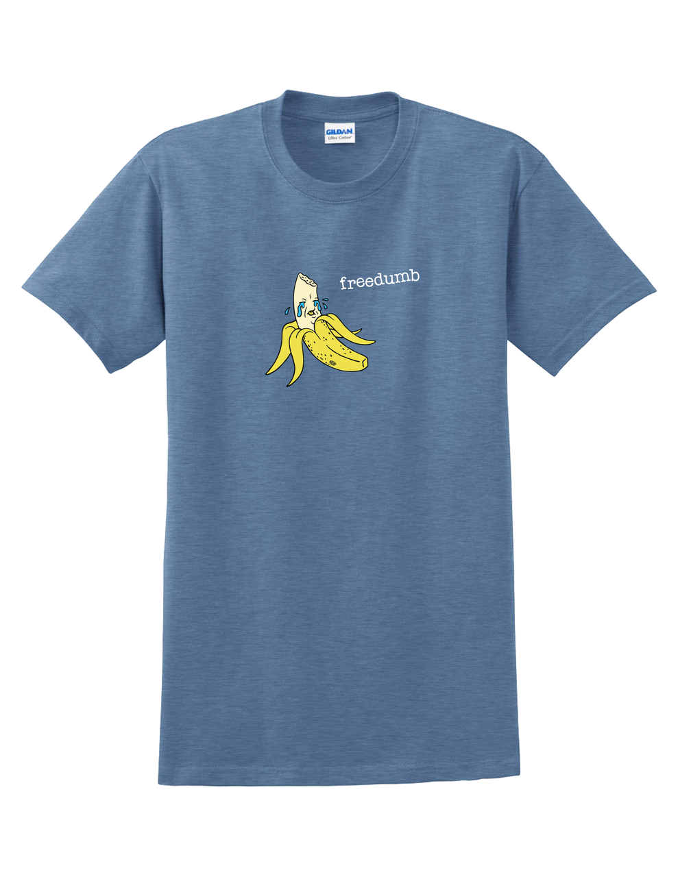 Freedumb Tee Crying Banana: Artistic Comfort in Heather Indigo